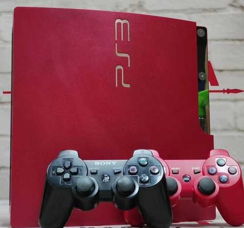 Sony PS3 Slim 320 gb прошитая красная