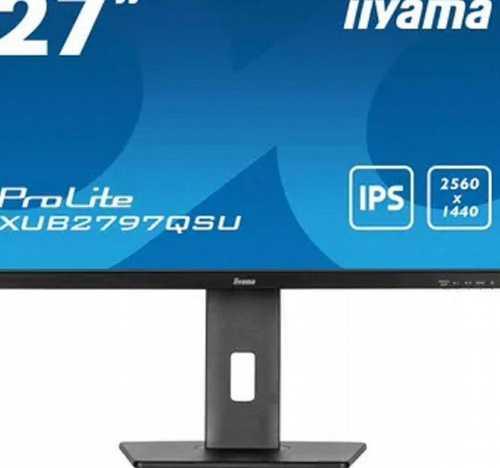 LCD iiyama 27" XUB2797QSU-B1 черный IPS 2560x1440 100Hz 1ms 250cd 2xhdmi2.0 DisplayPort 2xUSB3.2 2x2