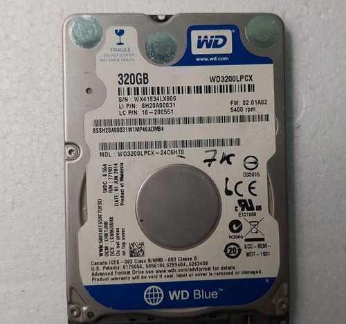 320GB 2.5" для ноутбука WD Blue