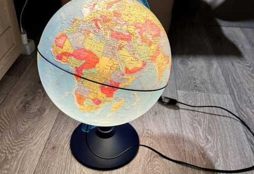 Глобус с подсветкой физико-политический светильник