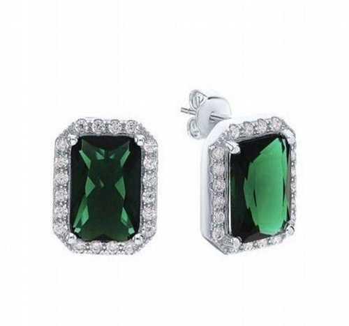 Серьги серебро 925 Фианит и алпанит