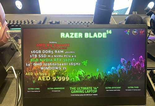 Игровой ноутбук 14" Razer Blade 14, 1024 ГБ, Ryzen 9 6900HX, RAM 16 ГБ, GeForce RTX 3080 Ti 16 ГБ