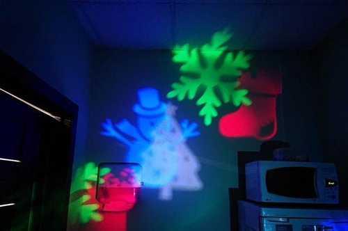 Детский новогодний LED проектор. 3 цвета/48 фигур