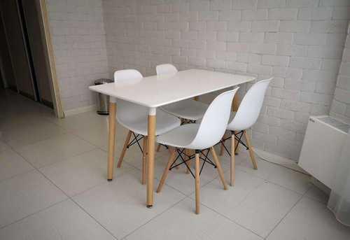 Комплект стол прямоугольный белый стулья пластик