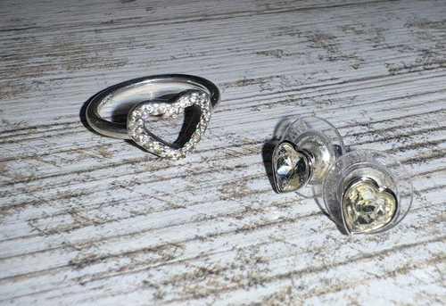 Swarovski кольцо 16 серьги пусеты оригинал