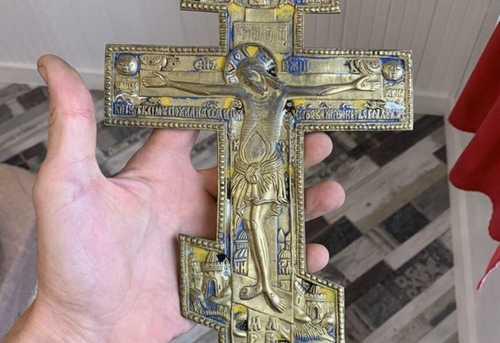 Икона крест распятие старинный