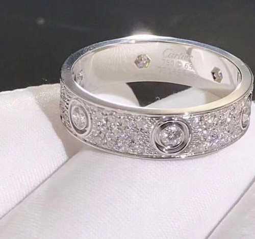 Обручальное кольцо Cartier Love белое золото 72 бр. 1.2625 ct