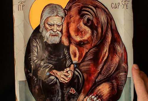 Икона ручной работы " Серафим Саровский" 36*30 см