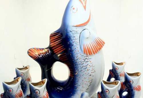 Графин-штоф "Рыба"с рюмками рыбки СССР