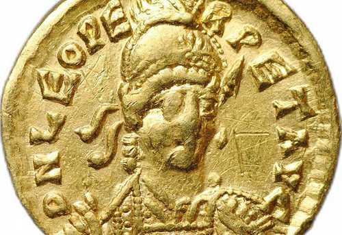 Золотая Монета Солид 457-474 Лев I Макелла Констан