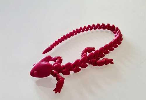 Подвижная ящерица игрушка-антистресс, цвет красный