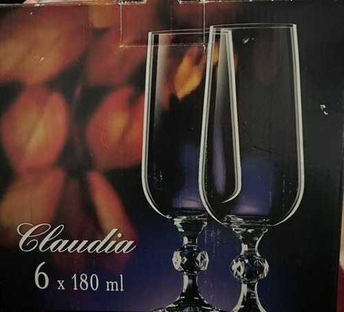 Бокалы 6 шт 180мл набор шампанское claudia bohemia