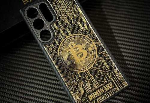 Карбоновый чехол samsung Galaxy s23 ultra Bitcoin