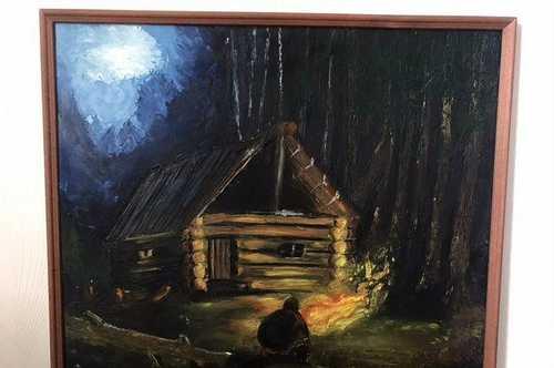 Картина «домик в лесу». Холст, масло. 50х60