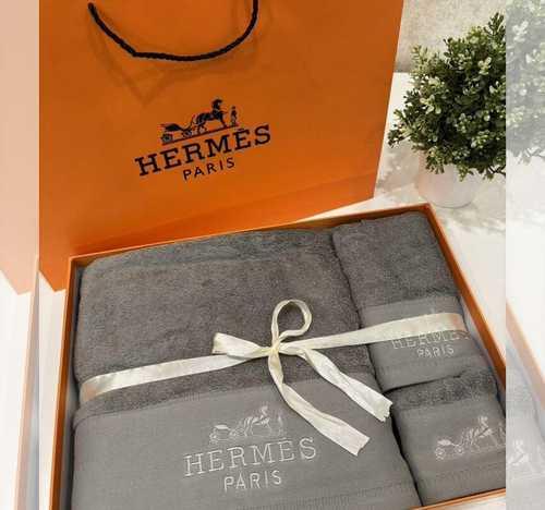 Махровое полотенце «Hermes» 3 шт серое