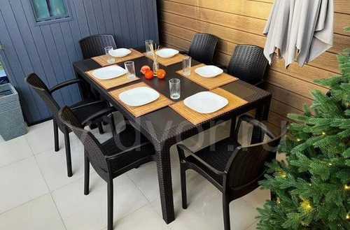 Комплект садовой мебели ротанг, стол и 6 стульев
