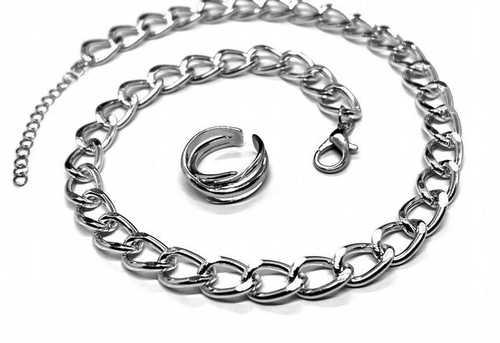 Набор женских украшений: чокер + кольцо серебро