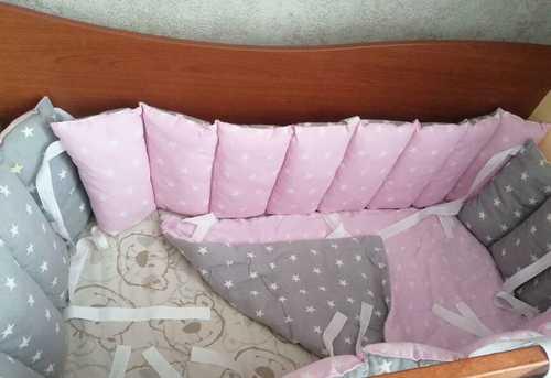Бортики в детскую кроватку для девочки