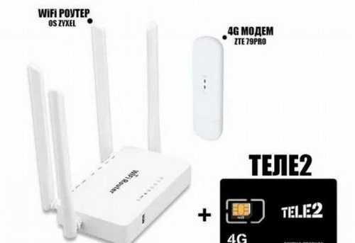 4G Модем + WiFi Роутер + Сим карта Теле2