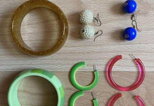 Бижутерия пластик серьги и браслеты