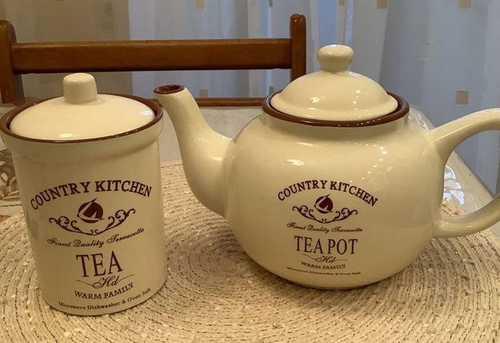 Чайник заварочный и емкость для чая Италия