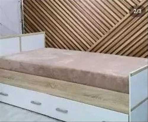 Кровать Сакура сонома\белый 0.9 с матрасом