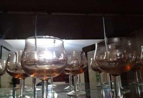 Фужеры бокалы розовые калининские под вино
