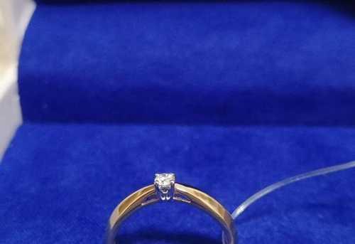 Кольцо для помолвки 585 пробы с бриллиантом 16р