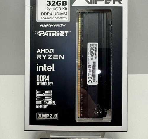 Новая Patriot Viper 4 Blackout DDR4-3600 2x16Gb