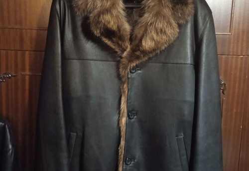 Пальто мужское кожаное на меху