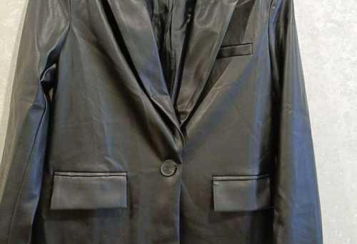 Пиджак женский новый чёрный кожаный размер 46-48