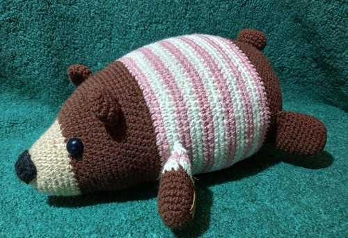 Вязаная игрушка - подушка - обнимашка Медведь