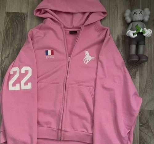 Зип худи Balenciaga x Polo Pink Оверсайз, розовое