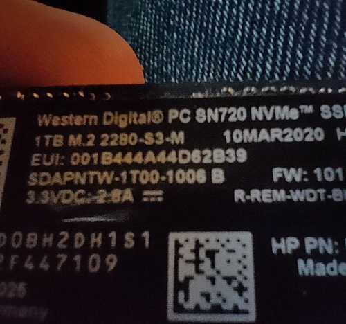 Western digital pc sn720 nvme ssd 1 tb