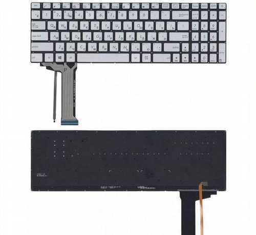 Клавиатура для Asus N751Jm серебристая с подсветко