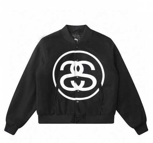 Бомбер Stussy black big logo Чёрный