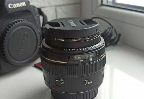 Объектив Canon EF 50mm 1.4 с UF фильтром