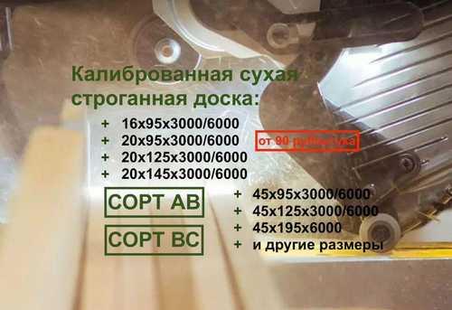 Доска, калиброванная, сухая,строганная 20х145х2мвс