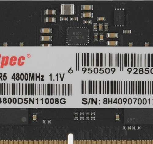 Оперативная память kingspec KS4800D5N11008G DDR5 - 1x 8гб 4800мгц, для ноутбуков (SO-dimm), Ret KS48