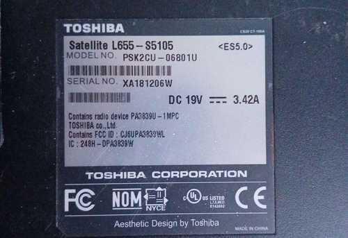 Ноутбук toshiba satellite l665 на запчасти