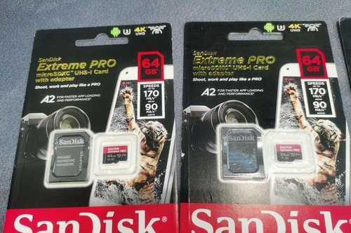 Карты памяти SanDisk Extreme Pro 64Gb UHS-I 170mb