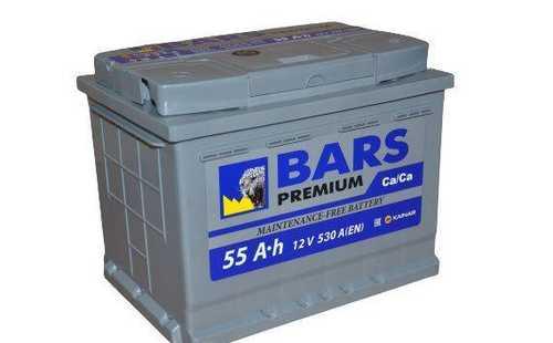 55Ah Аккумулятор 12В 6ст-55.1 Bars Premium 530A