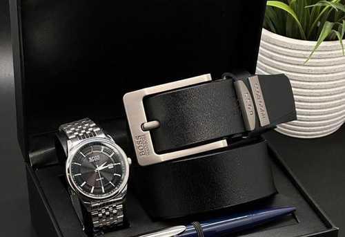 Мужские часы Hugo Boss + ремень подарочный набор