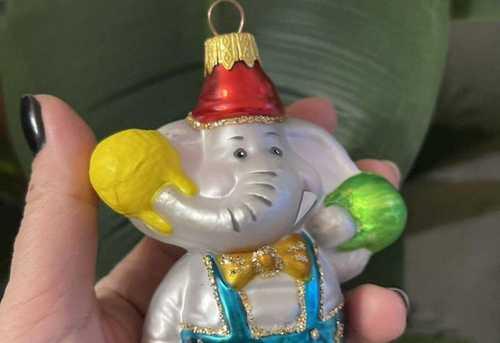Елочные игрушки элита цирк слон с гирями