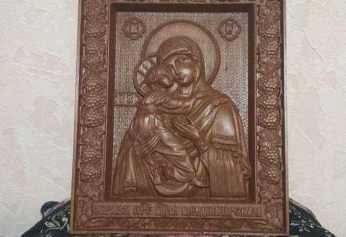 Икона Богородица Владимирская, дерево, воск