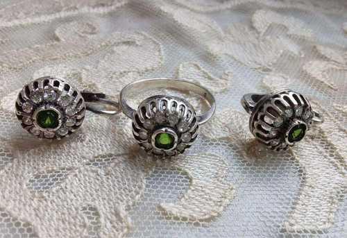 Винтаж серебро набор серёжки и кольцо
