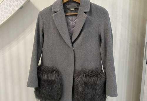 Пальто женское зимнее драповое с мехом