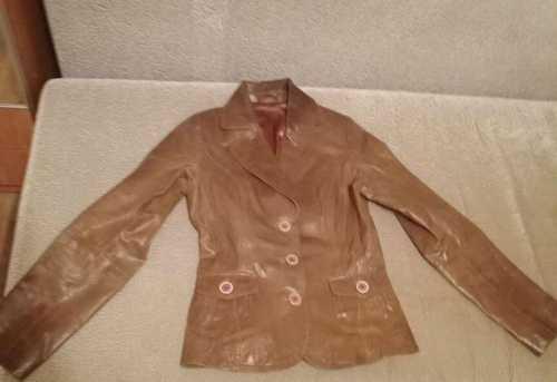 Куртка кожаная женская коричневая 42 44