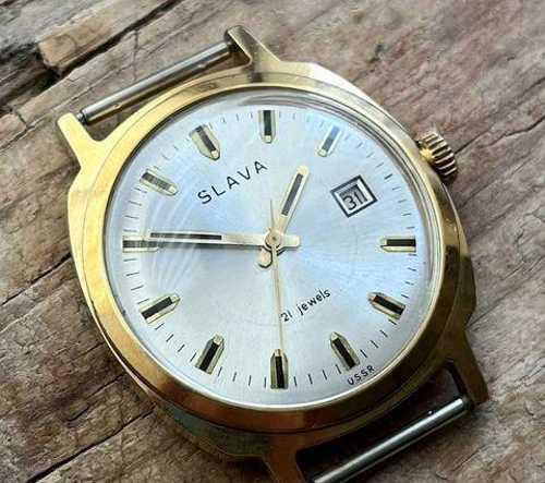 Часы мужские Слава 2414 позолота, ссср, 1970е