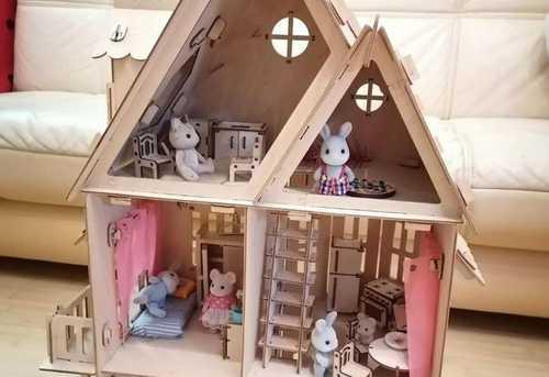 Кукольный домик с мебелью и жителями